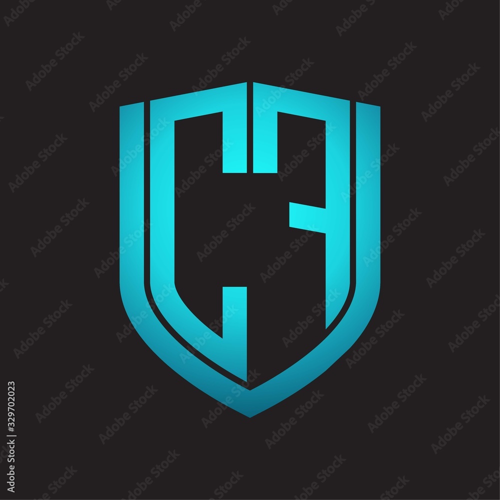 CF Logo monogram with emblem shield design isolated with blue colors on ...