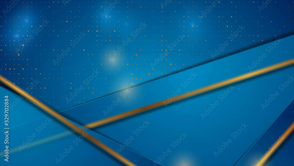Bright blue and golden deluxe corporate abstract motion background ...