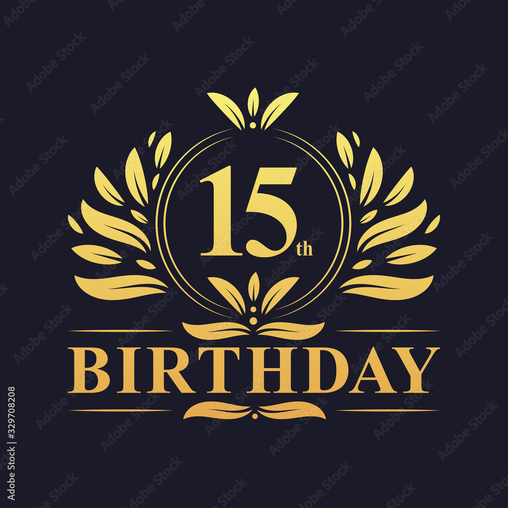 Luxury 15th Birthday Logo, 15 years celebration. Stock Vector | Adobe Stock