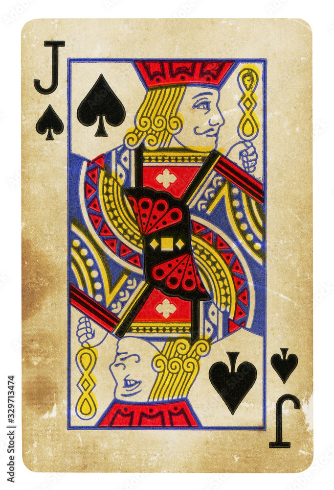 Jack of Spades Vintage playing card - isolated on white (clipping path ...