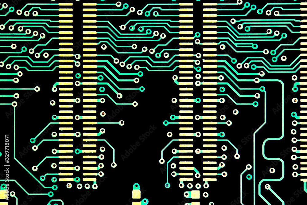 Stylized photo of an electronic microcircuit. Microcircuit, contacts ...