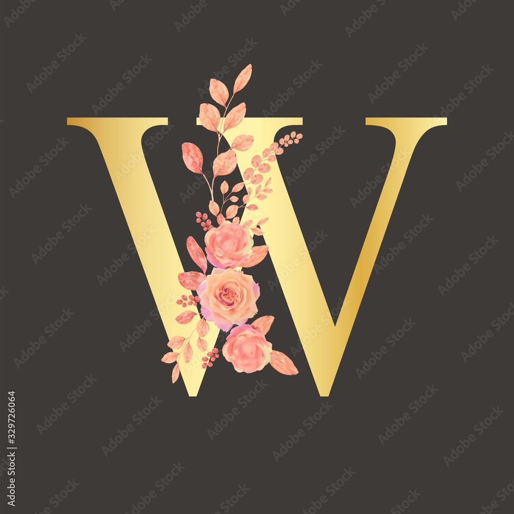 Letter W floral logo isolated. Alphabet vector image Stock Vector ...