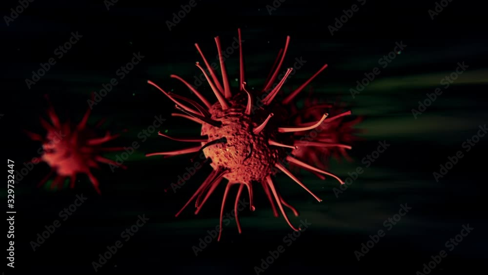 3D-Illustration Closeup dark red SARS coronavirus cell that affects ...
