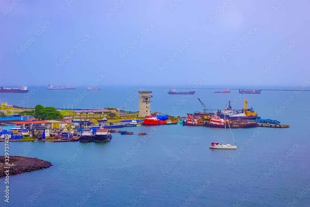 Colon is a sea port on the Caribbean Sea coast of Panama. Stock Photo ...