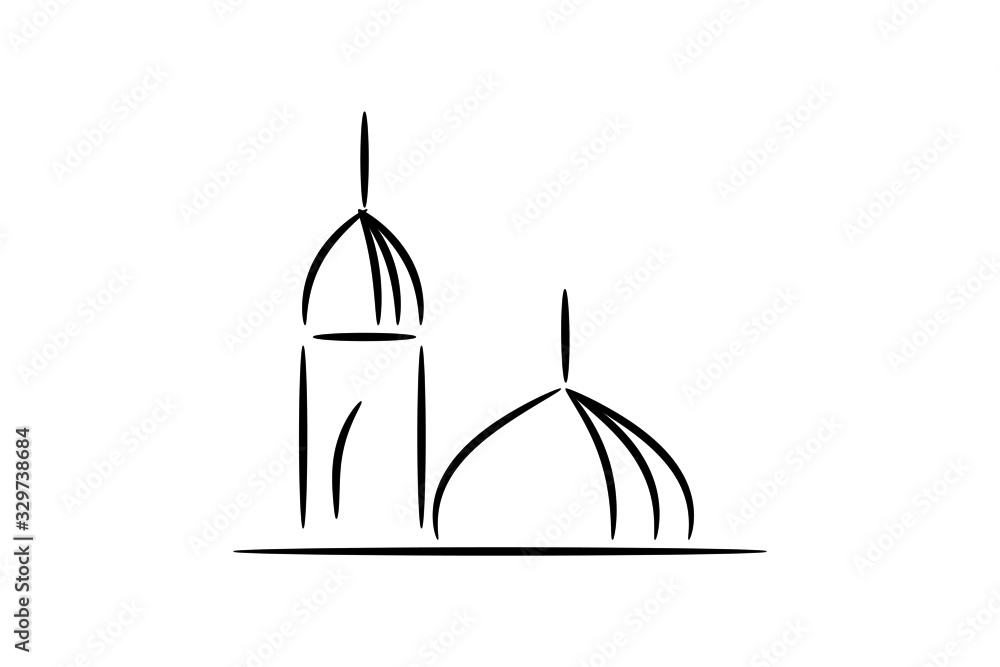 Simple masjid or mushola logo icon line art vector, suitable for logo ...