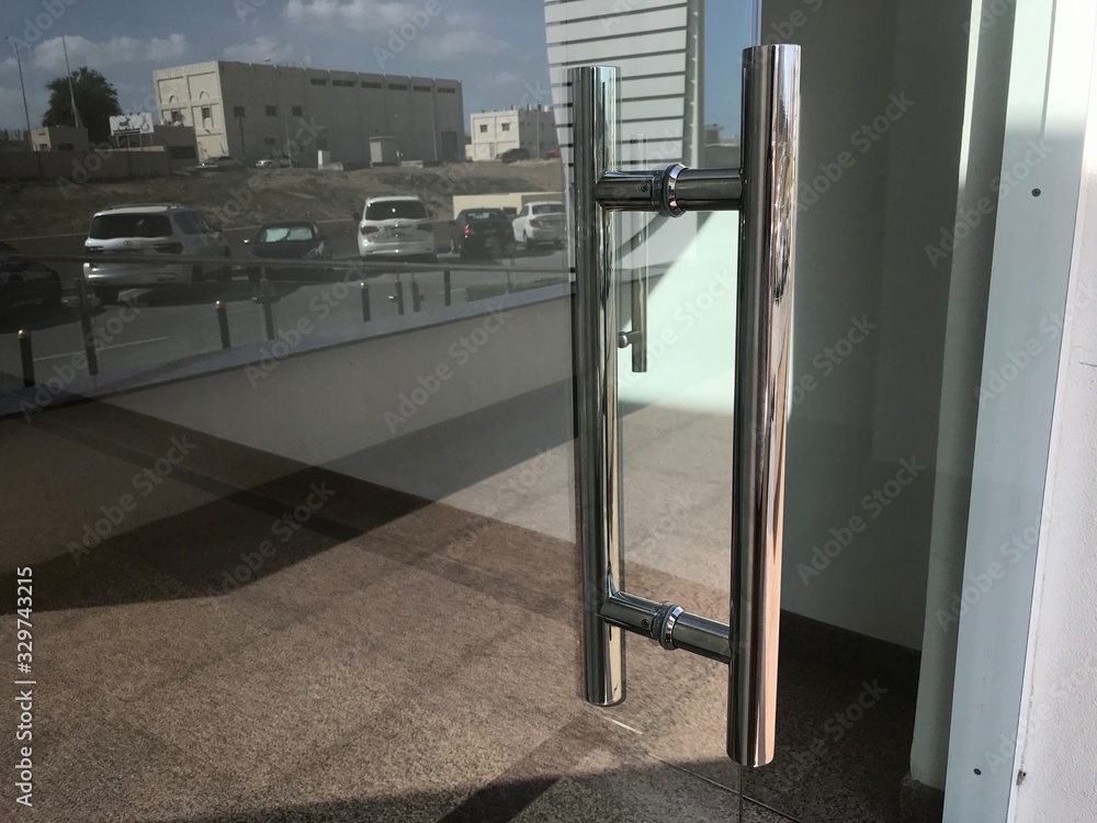 round finished stainless steel pipe door handles with accessories fixed ...