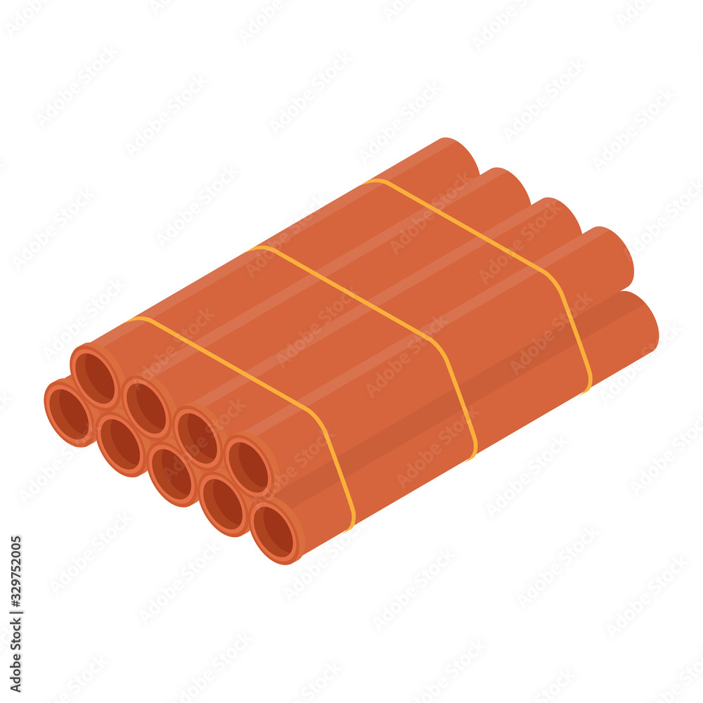 Stacked orange sanitary pvc pipes isolated on white background ...