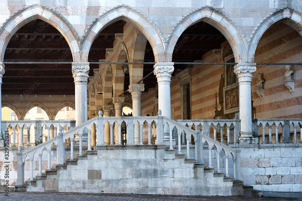 classic Italian architecture. Loggia del Lionello, Udine city, Friuli ...