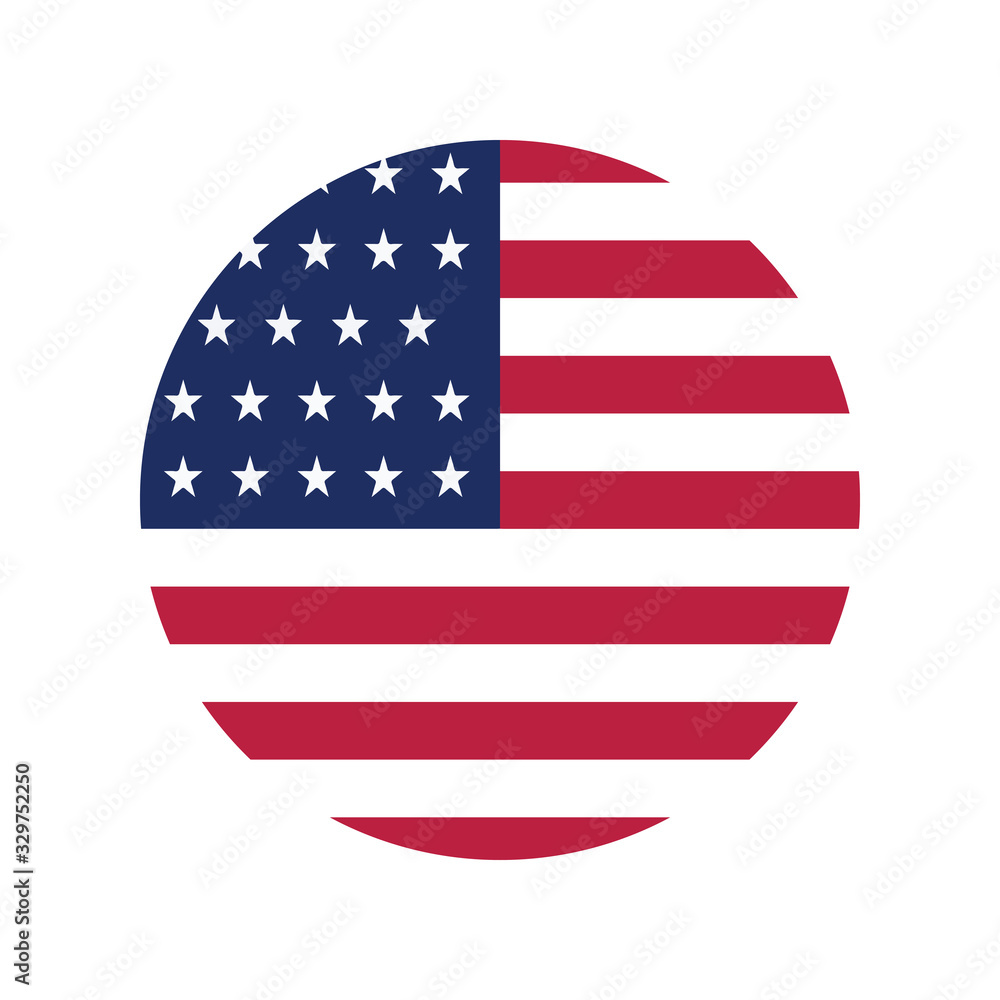 American flag of the United States in a Circle, Simple vector button ...