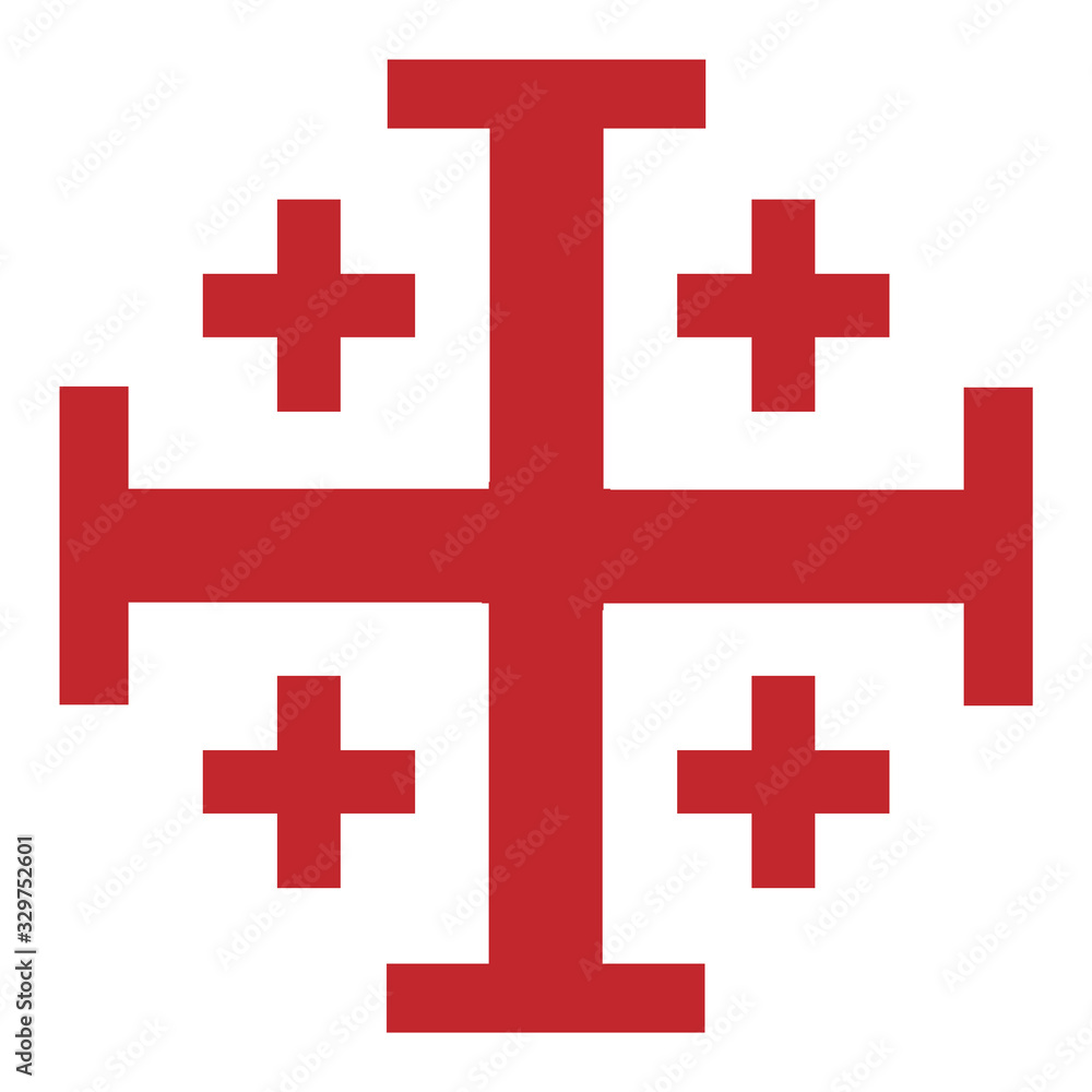 Vector illustration red Jerusalem cross. Cross of Knightly Order of the ...
