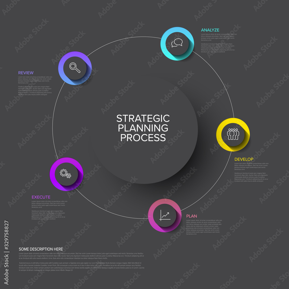 Vector Strategic planning process diagram concept - dark Stock Vector ...