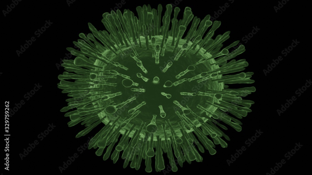 3d Model of Coronavirus Covid-19 high coronal density green color with ...