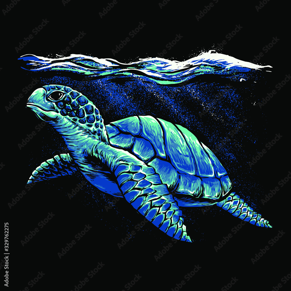 Ocean turtle art vector illustration Stock Vector | Adobe Stock