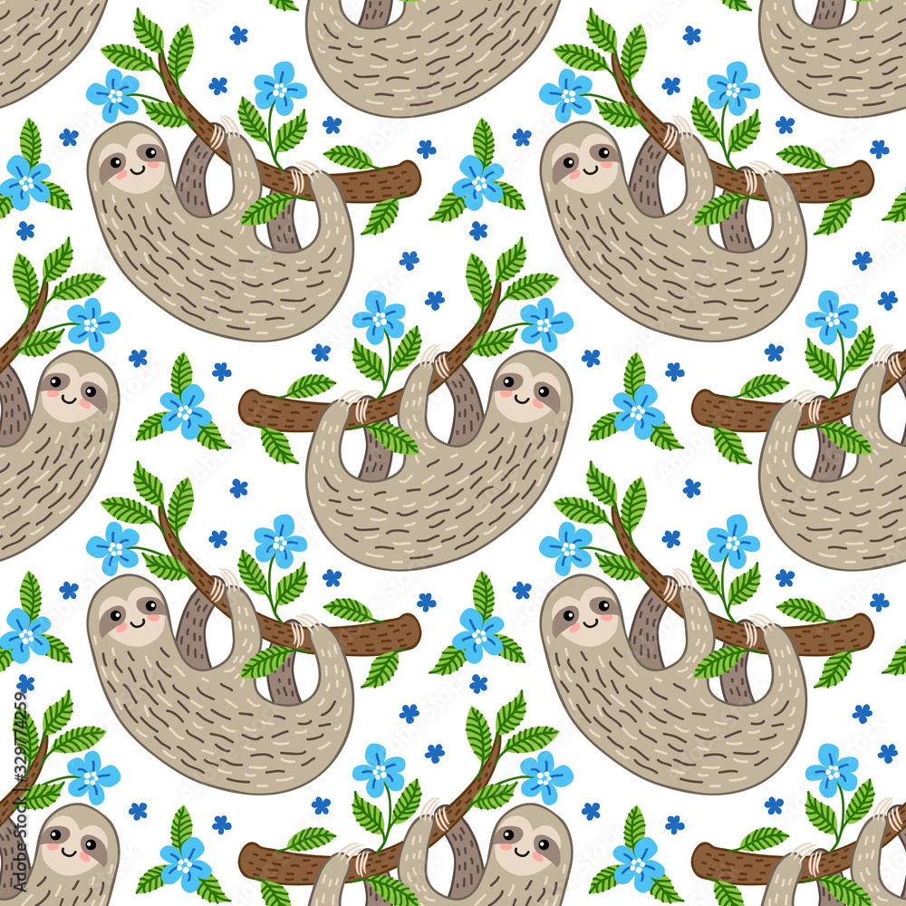 Cute cartoon sloth Stock Vector | Adobe Stock