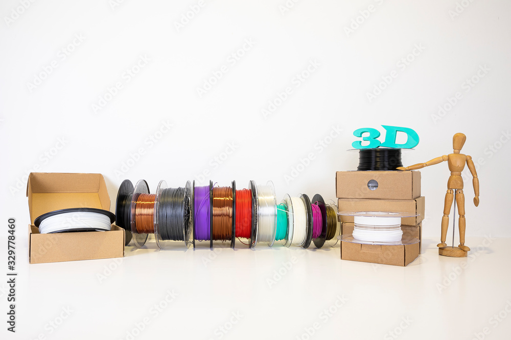 3D printing filament reels for 3d printers in boxes with wooden ...