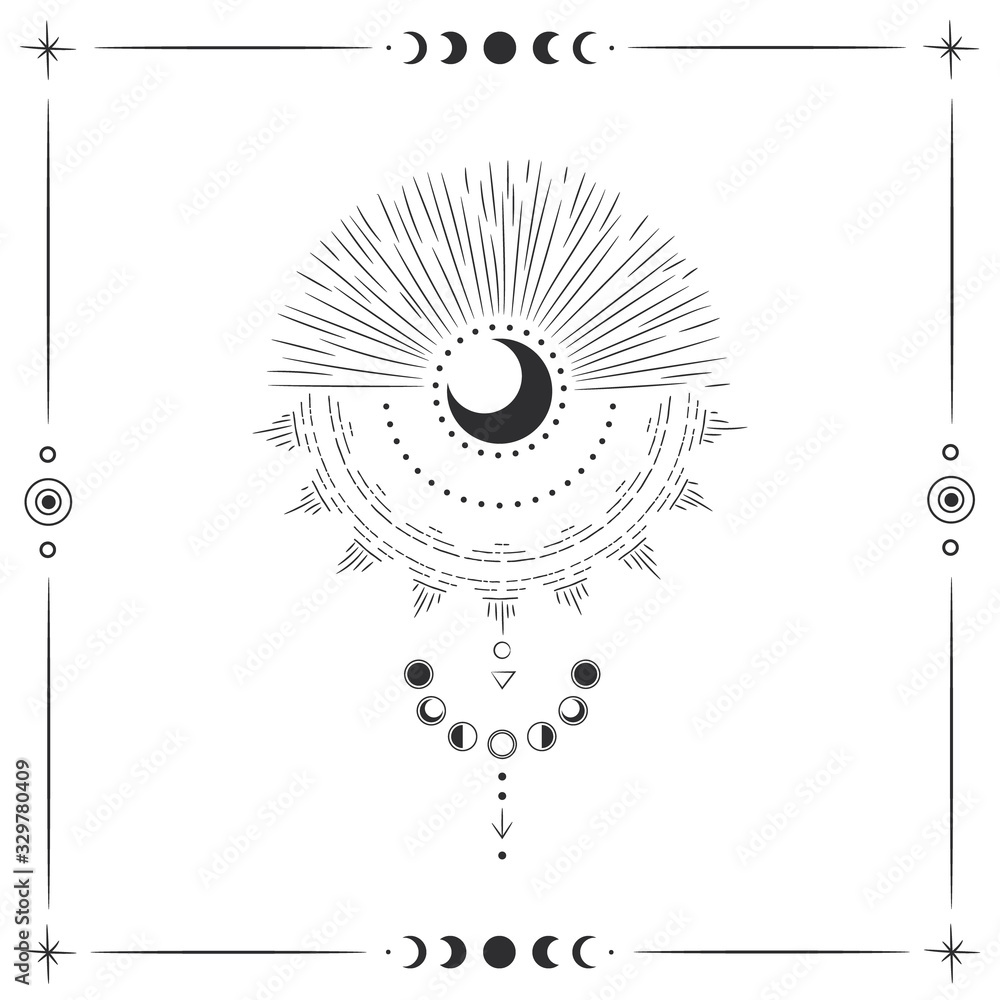 Vector illustration set of moon phases. Different stages of moonlight ...