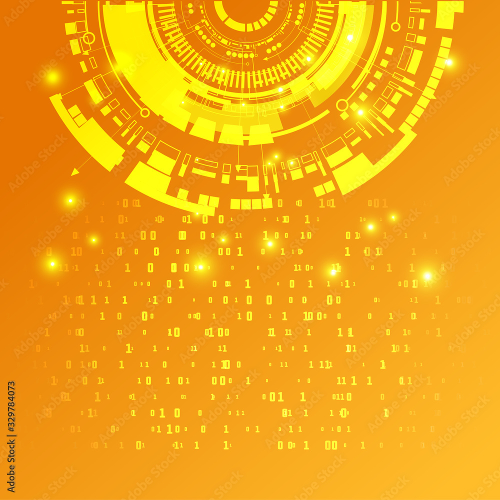 Abstract Yellow Technology Background Binary Computer Code Programming Coding Hacker Concept