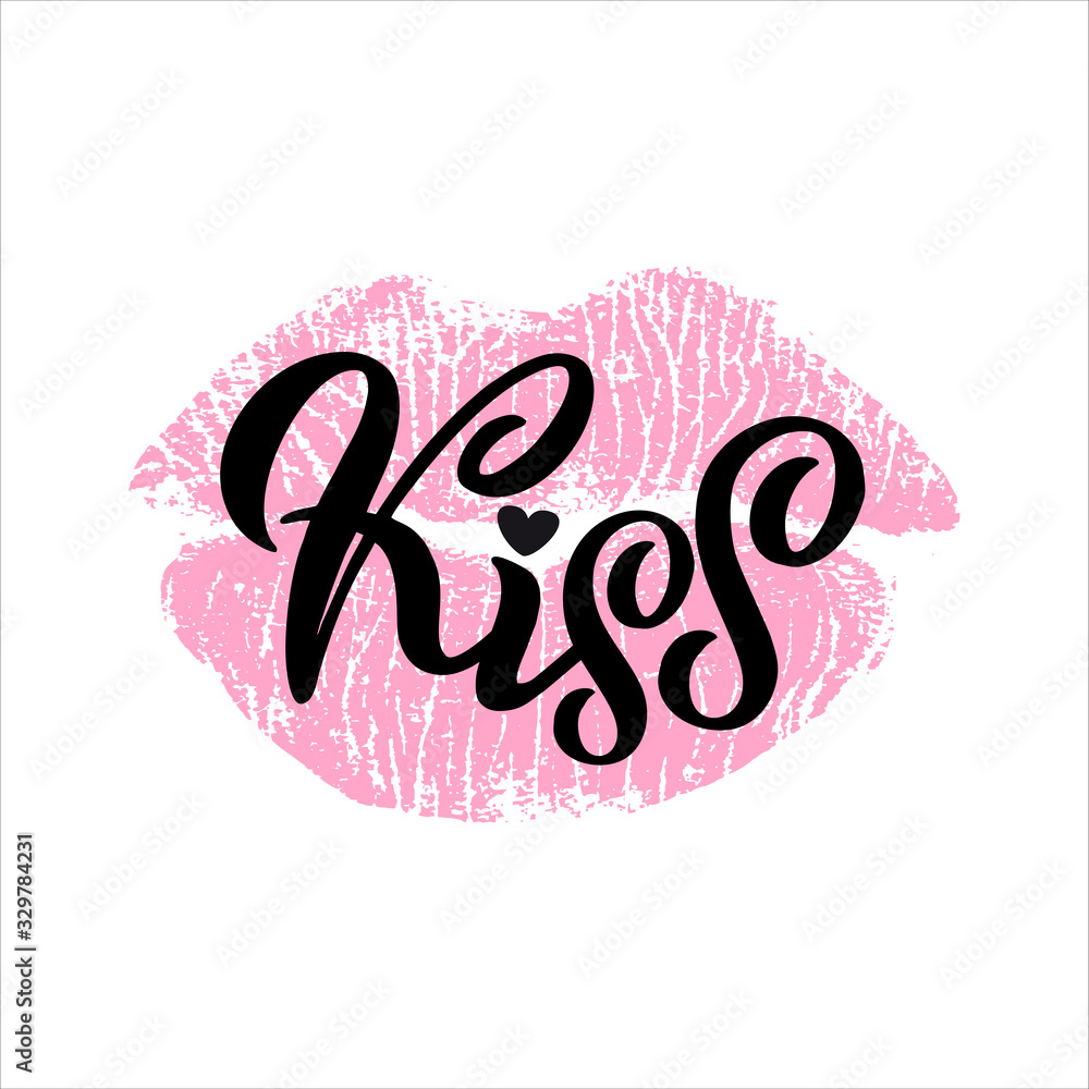 Lipstick kiss print isolated vector. Red and pink lips. imprint of real ...