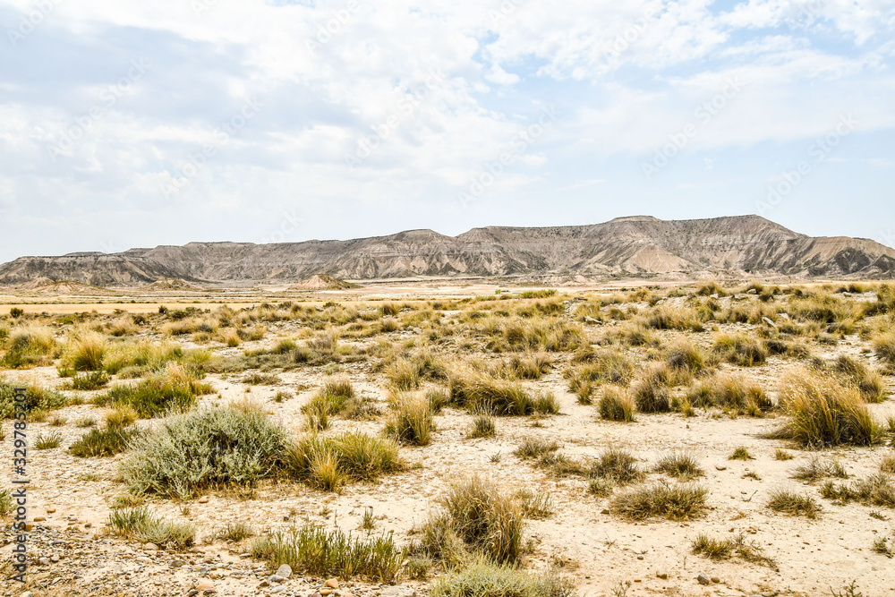 spanish landscape view of european countryside in bardenas reales ...