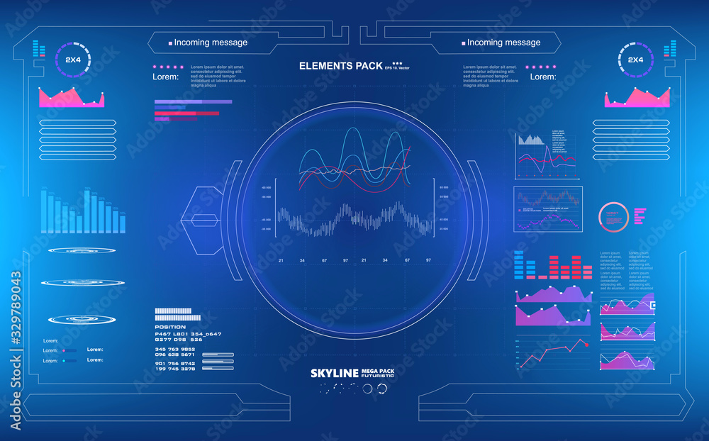 Futuristic virtual reality. HUD Display Design. HUD digital user ...