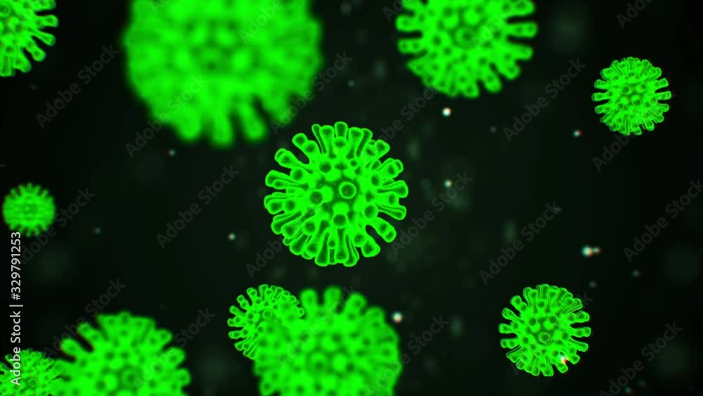 Abstract 3d model of coronavirus 2019-nCoV pathogen cells in infected ...