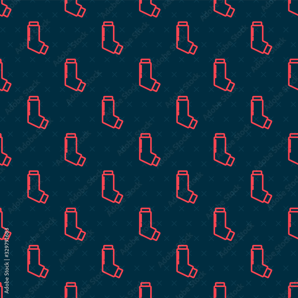 Red line Inhaler icon isolated seamless pattern on black background ...