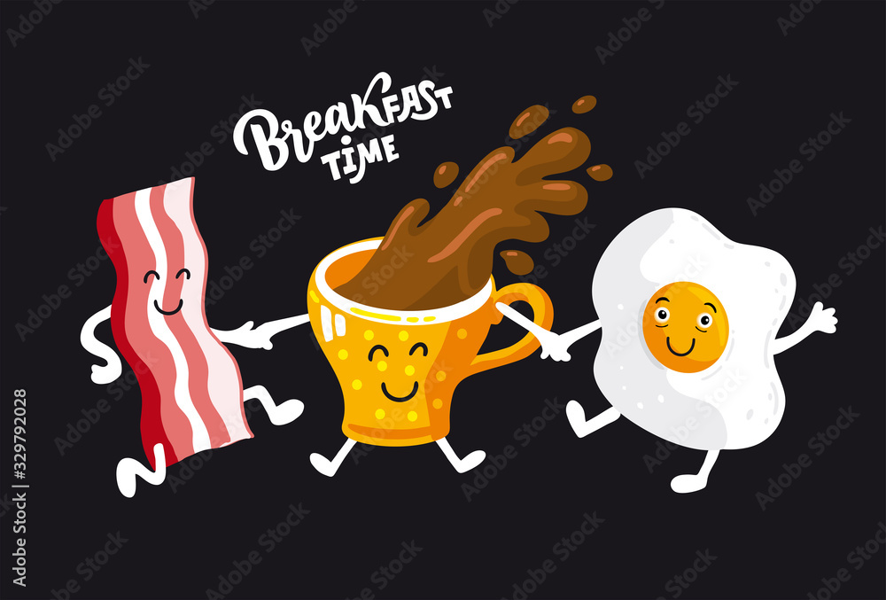 Breakfast time. Vector poster or greeting card with calligraphy ...