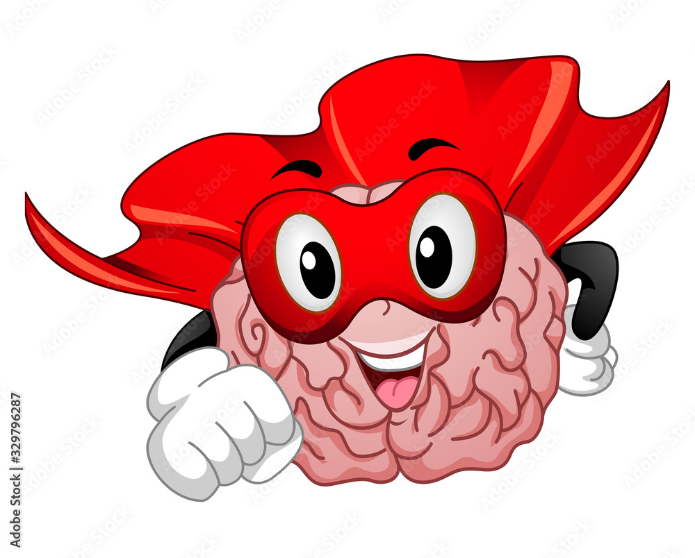 Mascot Super Brain Illustration Stock Vector | Adobe Stock