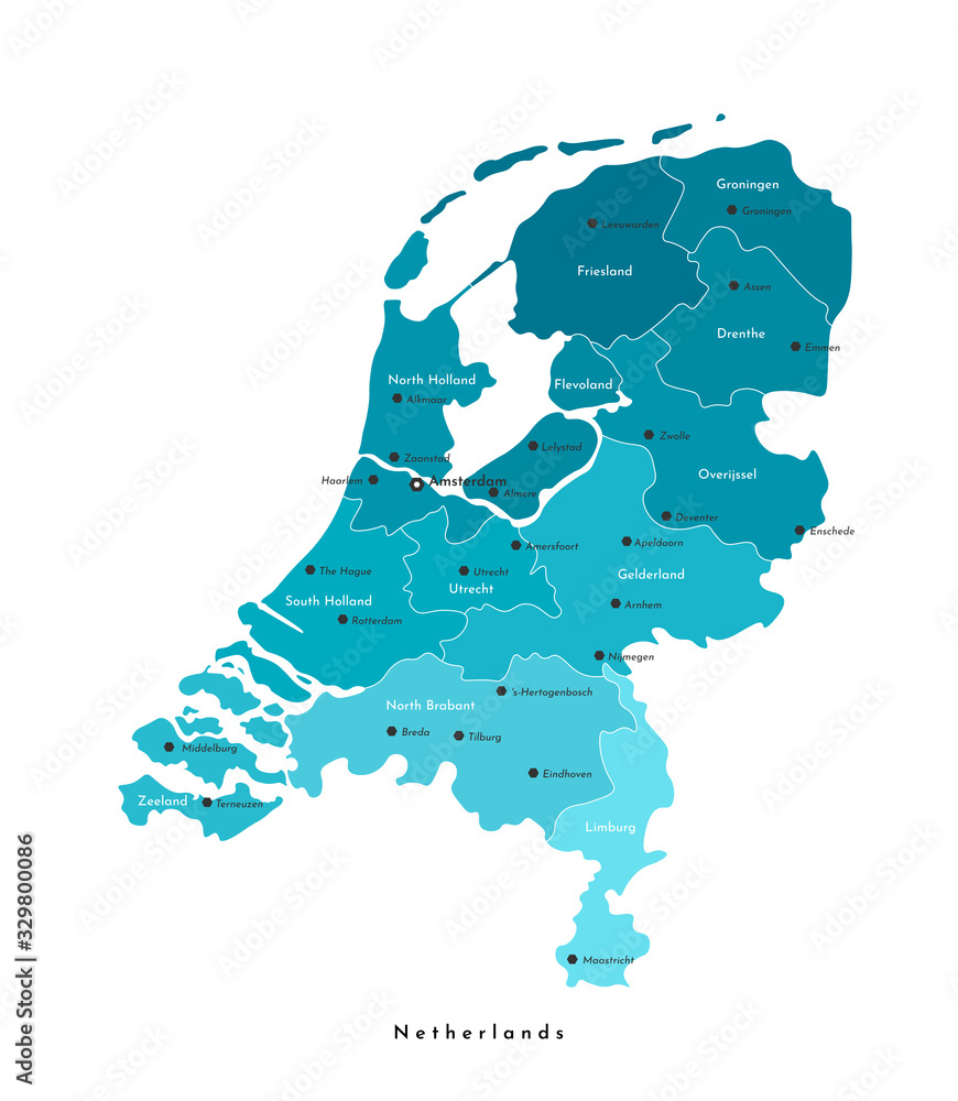 Vector isolated modern illustration. Simplified administrative map of ...