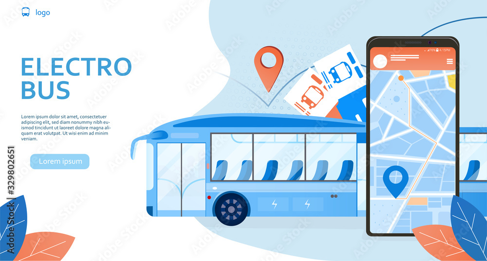 Public transportation app concept poster for eco bus. Electric ...