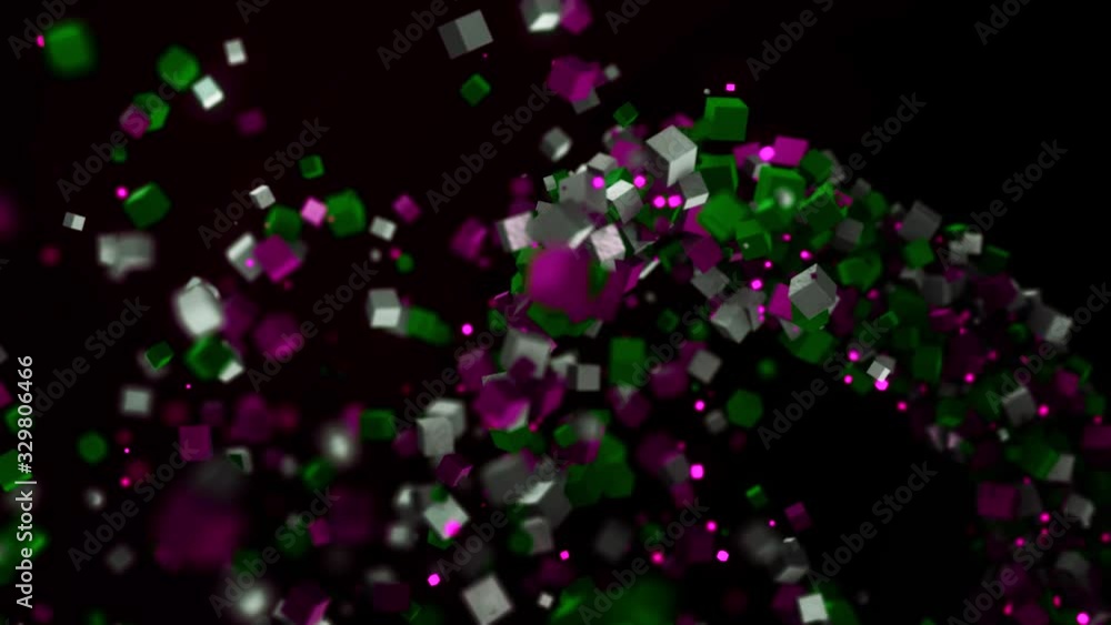 Stockvideon Cubic particles forming line on black background. Animation ...
