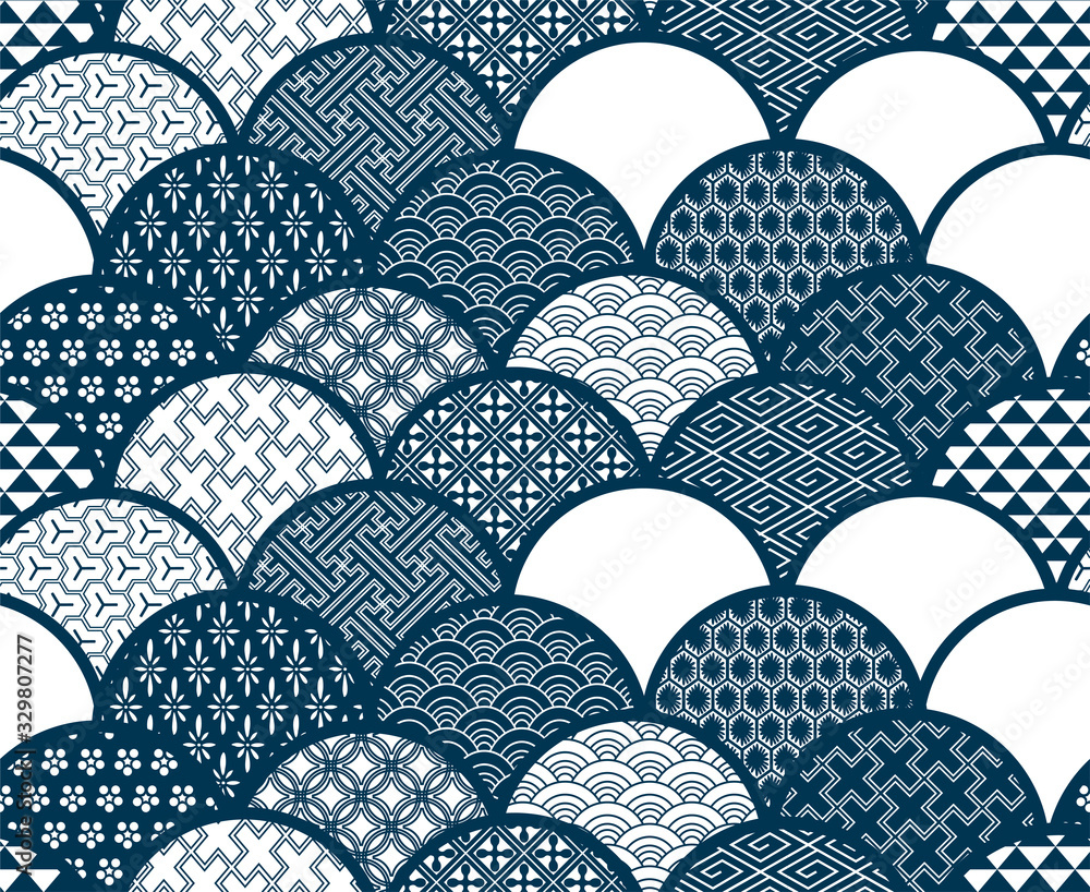 traditional geometric kimono pattern vector sketch illustration line ...