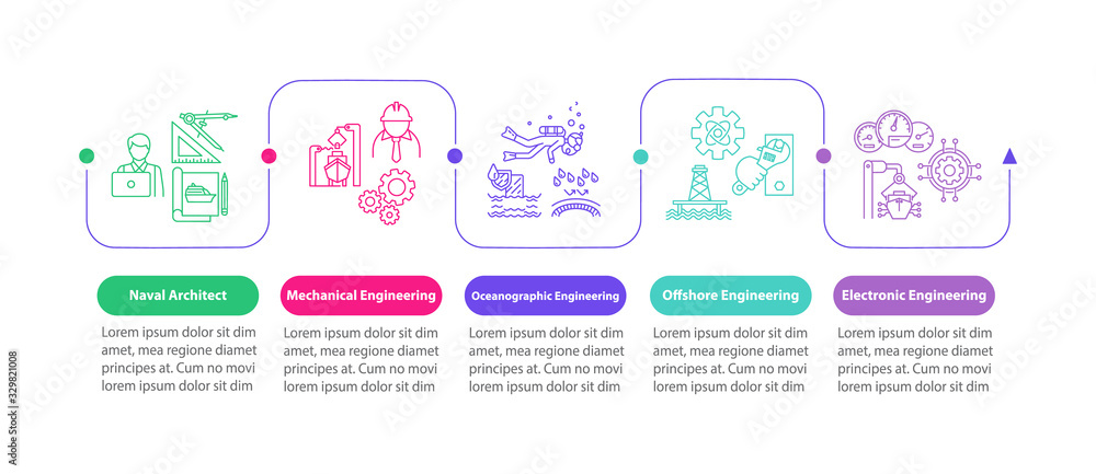 Marine engineering vector infographic template. Offshore research ...