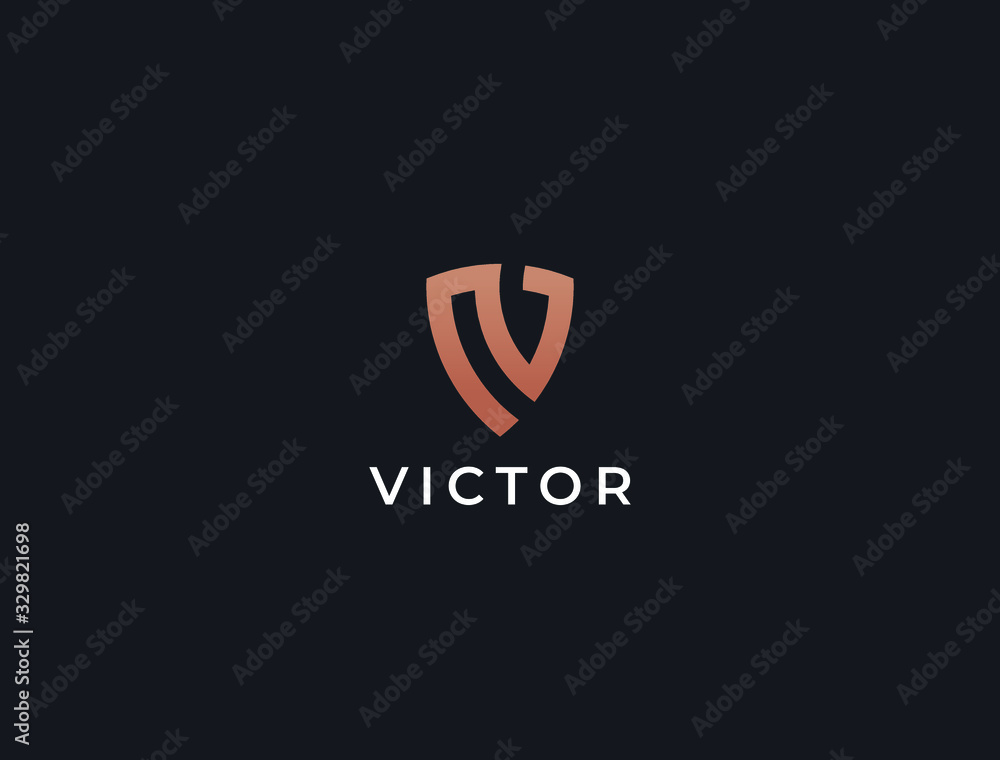 Premium letter V shield logo design. Luxury abstract victory logotype ...