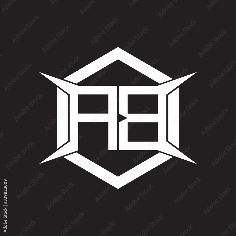AB Logo monogram with hexagon and four taper shape design template ...