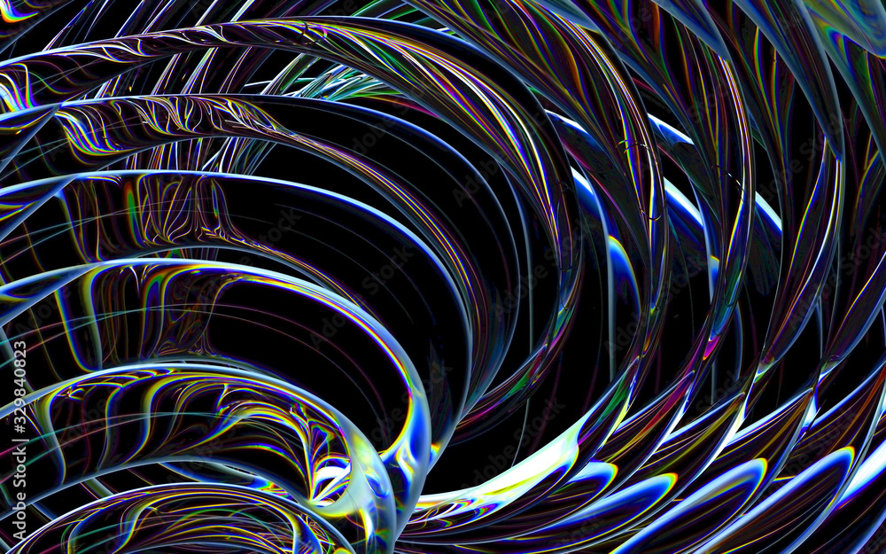 3d render of abstract 3d background based on transparent glass tubes ...