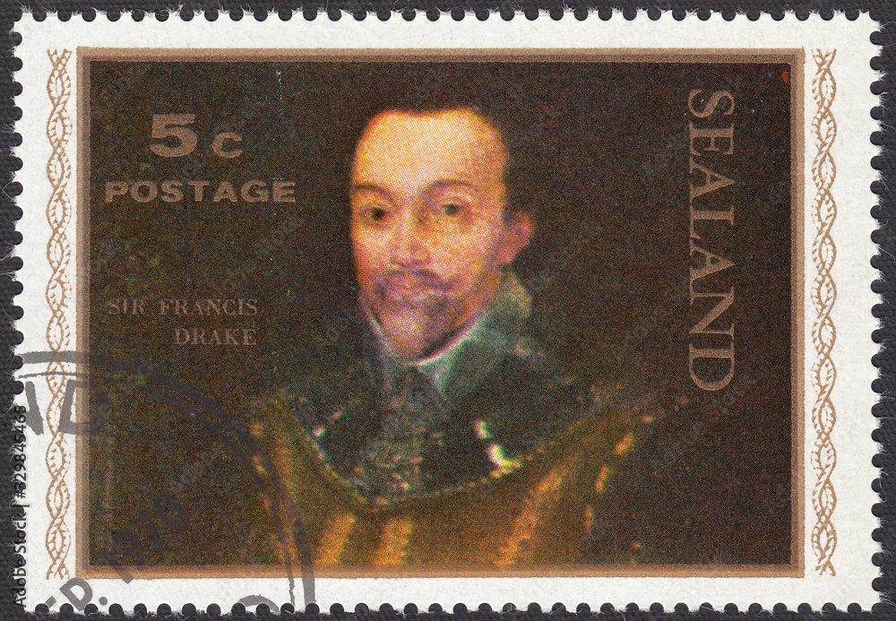 Sir Francis Drake - English Explorer, Corsair, Vice-Admiral, stamp ...