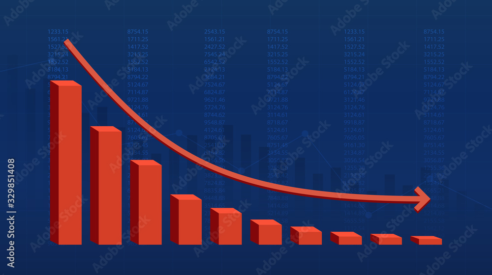 Abstract financial chart with downtrend line graph in circuit breakers ...