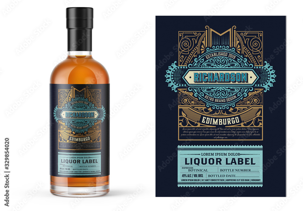 Vintage Liquor Bottle Packaging Layout Stock Template | Adobe Stock