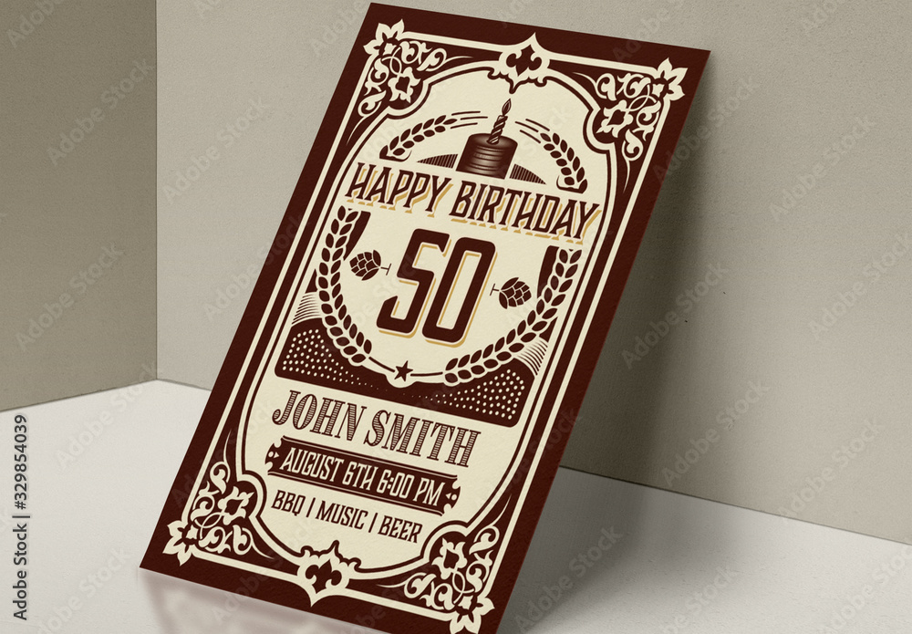 Vintage Happy Birthday Poster Stock Template | Adobe Stock