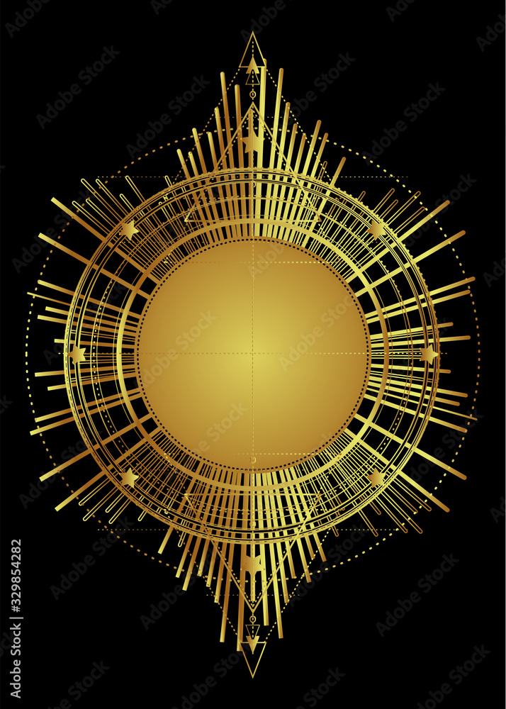 Outline drawing of rays of the sun in vintage style. Tattoo flesh ...