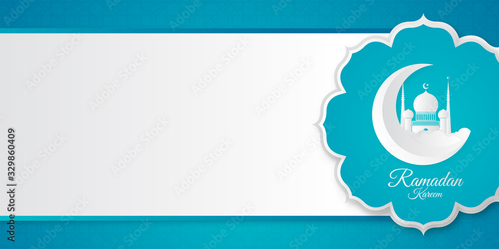 Colorful blue tosca white trendy ramadan kareem presentation background ...