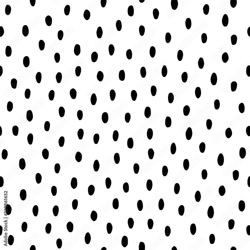 Seamless pattern. Black oval spots in isolated on white background. Art ...