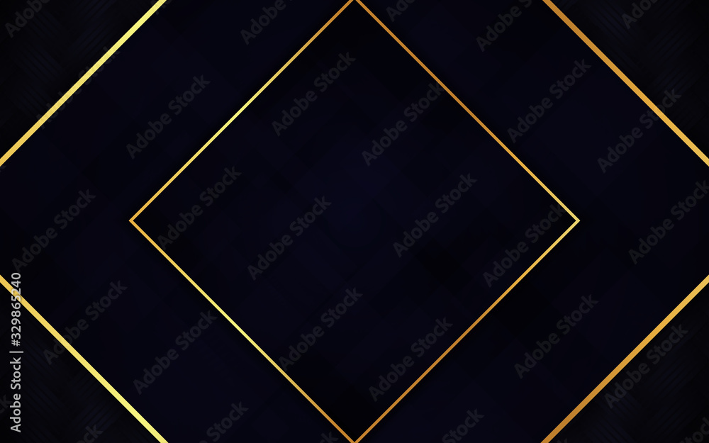 Elegant dark blue navy paper shape background a combination with golden ...