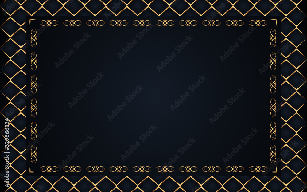 Elegant dark blue navy paper shape background a combination with golden ...