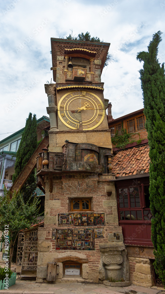 June 21, 2019 - Tbilisi, Georgia - The leaning clock tower in Old Town ...