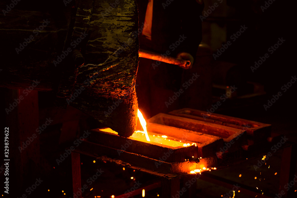 Melting furnace for cast iron and steel and liquid metal. Stock Photo ...