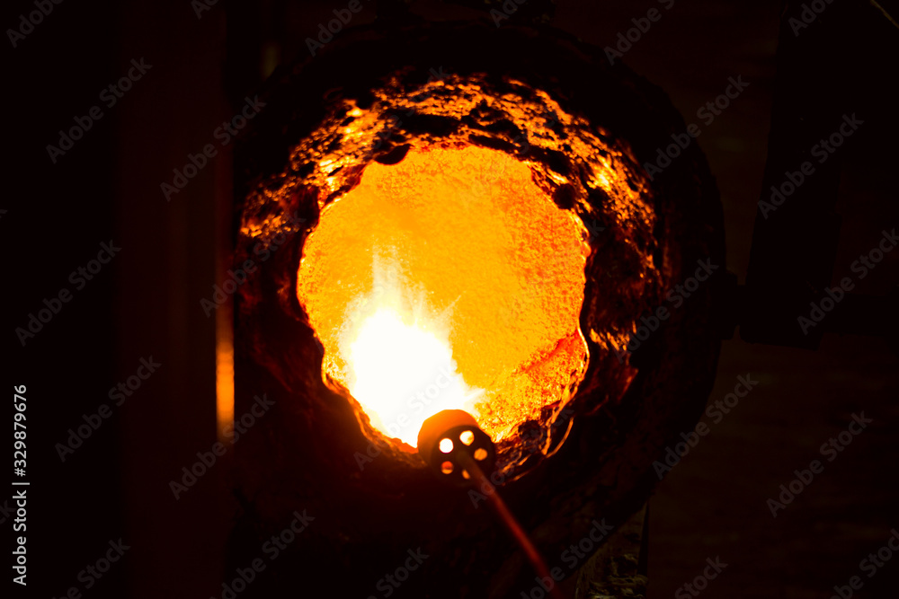 Melting furnace for cast iron and steel and liquid metal. Stock Photo ...