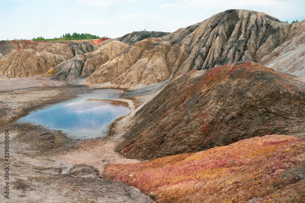 Most beautiful glacial lake of acid green color. Wonderful emerald ...