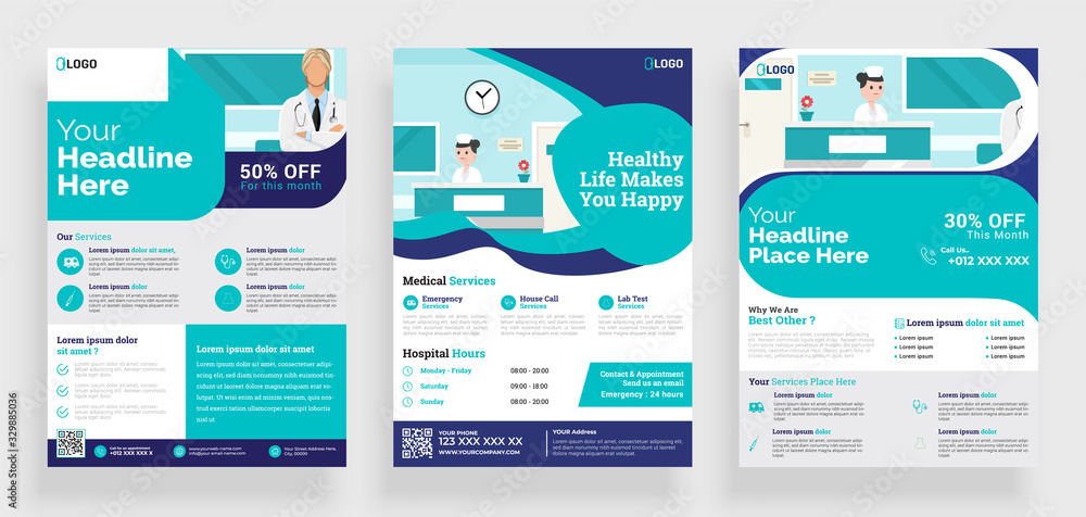 Medical Flyer poster pamphlet brochure cover design layout background ...